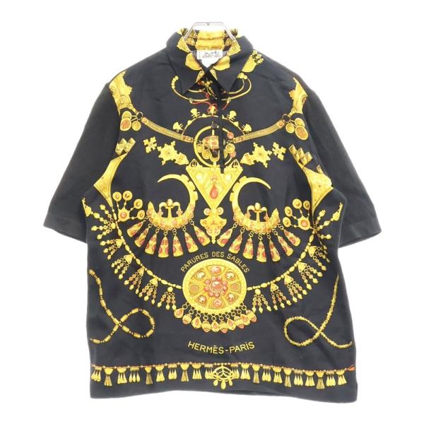 [商品番号]9625D160015[ブランド]HERMES（エルメス）[モデル]Parures Des Sables セリエボタン シルク半袖シャツ ブラック レディース[販売店舗]BRING オンラインショップ