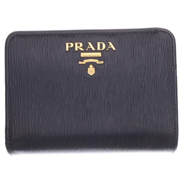 [商品番号]9625L120084[ブランド]PRADA（プラダ）[モデル]サフィアーノ 2つ折り財布 コンパクトウォレット コインケース ブラック×レッド レザー 1ML018 ゴールド金具[販売店舗]BRING梅田茶屋町店