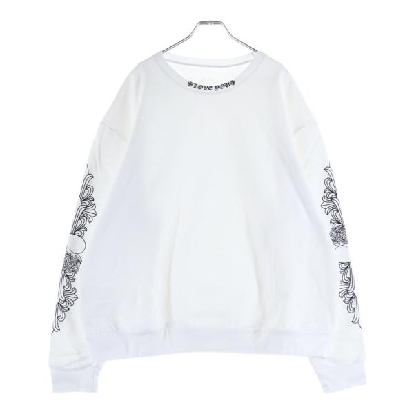 [商品番号]9826I220009[ブランド]CHROME HEARTS（クロムハーツ）[モデル]LOVE YOU NECK LOGO SWTSHRT ネックロゴ 袖フローラルプリントクルーネックスウェット ホワイト[販売店舗]OneSty...
