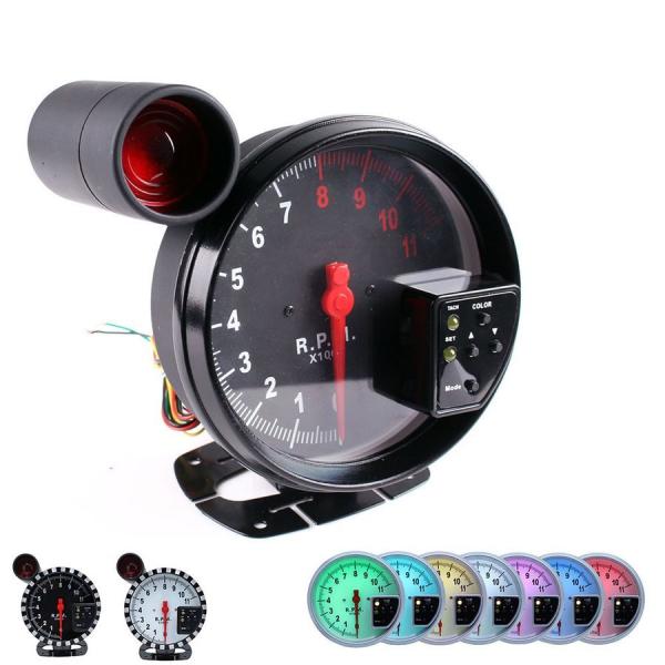 5インチ RPMゲージ 11000 タコメーター ステッピングモーターメーター シフトライト付き 1-10シリンダー車用製品説明：電源投入時のセルフテスト。ステッピングモーターには、高品質の黒/白アルミニウムベースのプラスチックレンズ製の5...