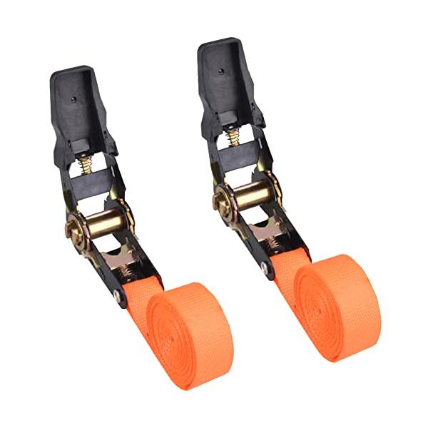 カラー：01 オレンジ(2本)サイズ：2.5cm × 3m・【製品強度】使用荷重：400kg、破断荷重：800kg・【材質】荷締めベルトは強化したポリエスれる生地、ラチェットはメッキ加工した亜鉛素材を使ています。丈夫で耐久性があります・【規...