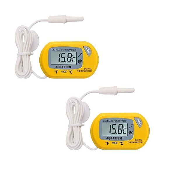 小容量、大機能：温度計のサイズは2.17 x 1.46インチです。当社の温度計は、淡水、水道水、塩水、海水などのさまざまな水タイプに適しています。便利：必要に応じて華氏または摂氏を選択できます。さらに、各温度計にはLR44バッテリーが装備さ...