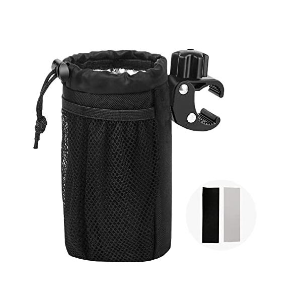 カラー：ブラックサイズ：円周約10cm*高さ18cm（直径8.5cm以内のボトル対応可能）【ワニ口似た】独特なワニ口似たクランプ式デザインで、ベビーカーや自転車などのハンドルにしっかり噛んで素晴らしい安定性をもたらせます。また、360°自由...