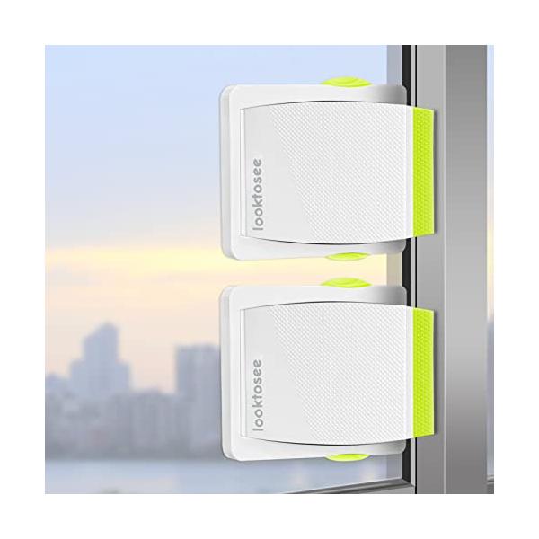 カラー：グリーン2個入?【子供安全ロック】窓用ストッパー は赤ちゃんが窓からの転落、指はさみ防止や犬猫等ペットの逃走や迷子を防ぎ、空き巣や不法侵入を防止できます。また、地震対策として家具の扉や引き戸を簡単開けないように対応できます。?【簡単...