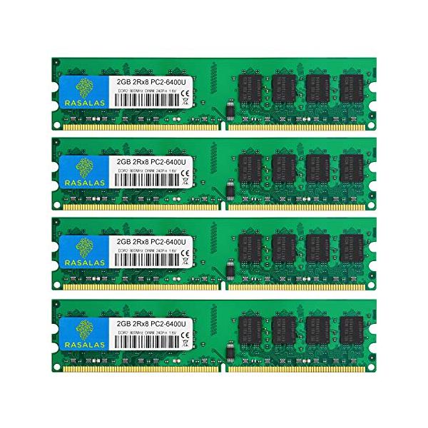 カラー：PC2-6400U 2GBx4枚 緑色サイズ：DDR2-Udimm-800スタイル：DDR2Rasalas DDR2 800 PC2-6400 4枚x2GB DDR2-800 Udimm 2Rx8 1.8V CL6 Non-ECC ...