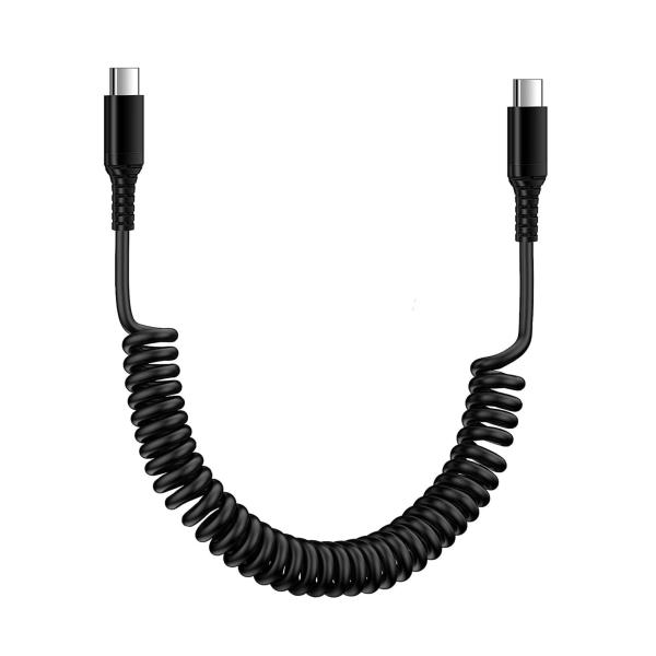 カラー：ブラックサイズ：1.0M【伸びるType-Cカールケーブル】USB-C to Type-Cコイル型デザインの充電ケーブルで、コイル形状のデザインで、持ち運びや保管が簡単で、使いやすく、ケーブルを乱雑にせずに整頓するのに役立ちます。寝...