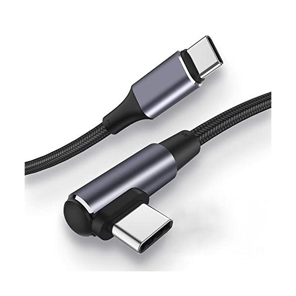 サイズ：1M【100W急速充電】最大100Wの高出力に対応し、ノートPCやタブレット端末、スマートフォン等の幅広い機器にフルスピード充電が可能です。L字のType cケーブル設計、頻繁にプラグを差し込んでも断線できません。(※本製品はデータ...