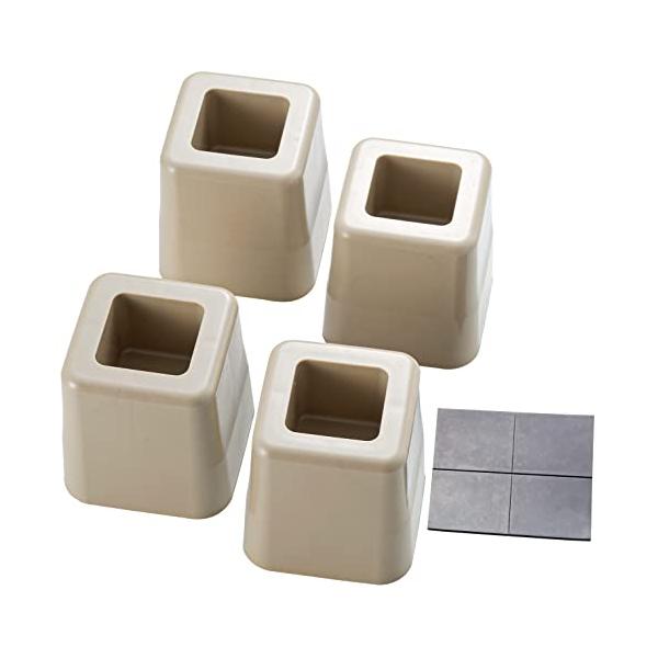 カラー：ベージュサイズ：7.5×7.5×高さ8cmテーブルの高さを上げて、作業しやすく！サイズ約7.5×7.5×高さ8cm耐荷重100kg適応サイズ角脚の場合5.8×5.8cm、丸脚の場合太さ6.5cm以下の脚付属品すべり止めゴムシート×4枚