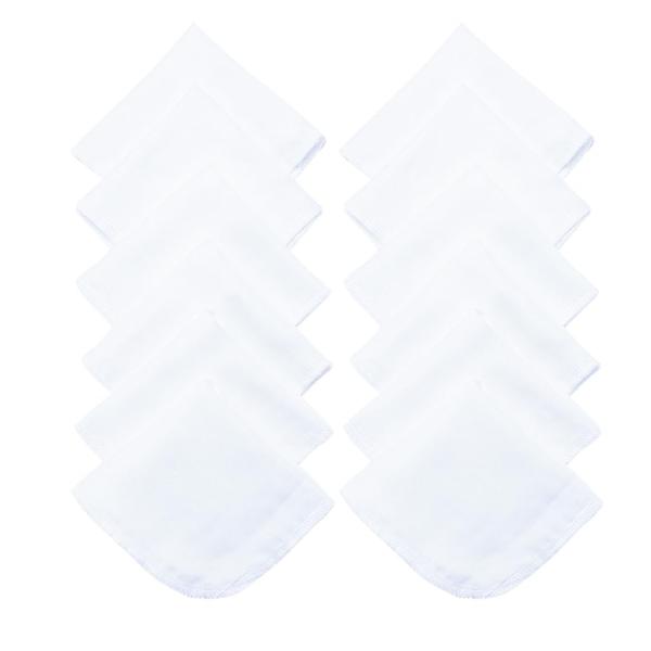 カラー：4層ホワイト12枚サイズ：20cmx20cm綿100%生まれたての肌に優しい天然素材で、洗うごとにやわらかくなって、大切なお子様が毎日使うものだから、素材にこだわりたいママも大満足！名前付き名前が書ける便利なタブ付き、幼稚園や保育園...