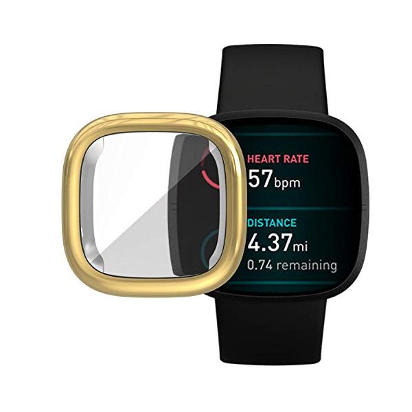 カラー：ゴールドサイズ：Fitbit Versa 3/Sense【対応機種】Fitbit Versa 3 /Fitbit Sense【全面保護】360°完全保護、 耐衝撃性、周りを十分に保護できて、ソフトなフレームが落下によるダメージを緩和...