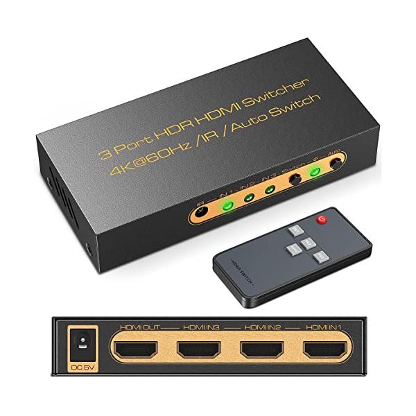 カラー：HDMI2.0ブラック3入力1出力サイズ：111.2x52.9x20.8 (mm)スタイル：HDMI2.0 切り替え器3入力1出力【HDMI2.0切替器】データ転送の帯域幅が18Gbpsに拡張され、4k@60hz解像度、HDCP2....