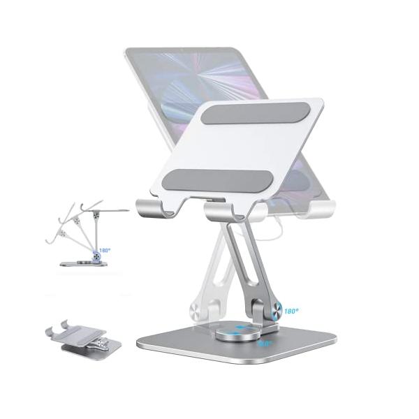 カラー：シルバースタイル：回転,調節可能360°回転 360°回転ベースを備えたこのタブレットフォンスタンドは、小売りのKiosk POSタブレットフォンをデスクモニターに変え、描いたり、書いたり、読んだり、共有したりするのが簡単です。 あ...