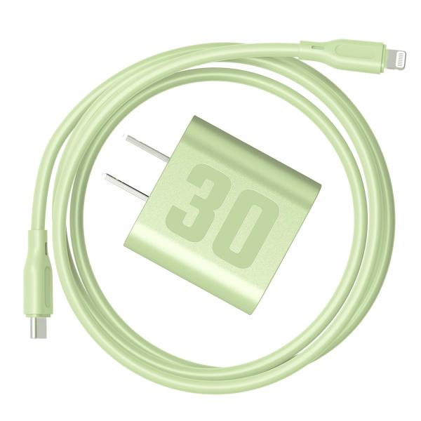 カラー：グリーン【急速充電対応】：本商品の単ポートは最大3０Wの出力をサポートできます。iphone13に充電する場合は、普通の5W充電器より約3倍速く充電できます、満充電までは、約１時間ぐらいかかります。製品の性能を高めるため次世代パワー...