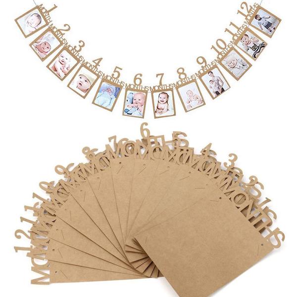 スタイル：茶色【セット内容】フォトフレーム*12（1月~12月各1枚）、ひも*1、ひも通る用針*1【サイズ】フォトフレーム：約26.5cmm*13cm。写真サイズ：6インチの写真に適しています。【素材】厚手のクラフト紙を採用し、手触りがよく...