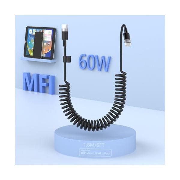 サイズ：HDK064?【60Wの超高速電力供給】usb c ケーブル 巻き取りはUSB PD技術に対応し、最大60W (12V×5A)まで安全かつ安定して出力できます。PD充電を実現するために、デバイスとアダプタはPD機能をサポートする必要...