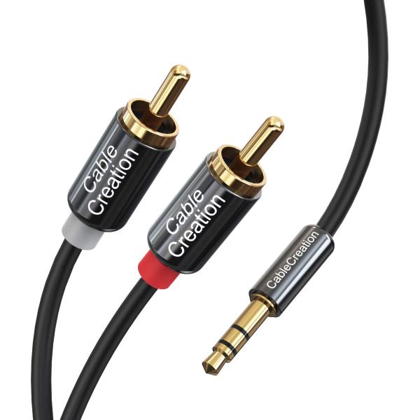カラー：白サイズ：1Mスタイル：3.5mm to RCA【Cablecreation 3.5mm to 2RCA オーディオ分配ケーブル】3.5mm ステレオミニプラグ（オス）2RCA（オス）：3.5mm ポートが搭載したオーディオデバイス...