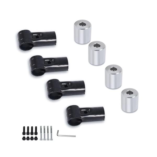 サイズ：4個セット＆メタルジョイント適合車種：N-VAN、エブリイDA17系、NV350、ハイエース、ハイゼットカーゴ、ハスラー、キャラバン、など。仕様：アルミパイプの直径：27.5mm　長さ：32mm　穴の直径：6.5mm　材質：アルミボ...