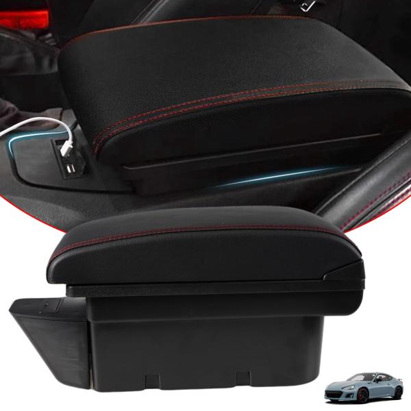 【適合車種】コンソールボックスはトヨタ 86 スバル BRZ 初代に適用する。※：アームレストのサイズと形状をご確認の上に購入ください。 純正のアームレストが付いている車に取付できませんのでご承知をお願いいたします。【完璧な配置】USBポー...