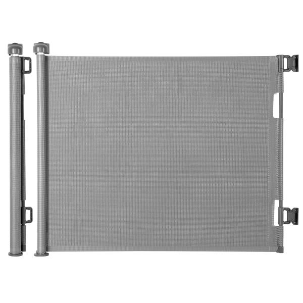 カラー：グレーサイズ：グレーMリトラクタブルデザイン：ロールゲートの幅は最大180cmまでストレッチ可能です。バリアフリー自由伸縮、様々なドアフレームに設置するのに適しています。スペースを節約できます。簡単な操作：ベビーゲートはダブルロック...