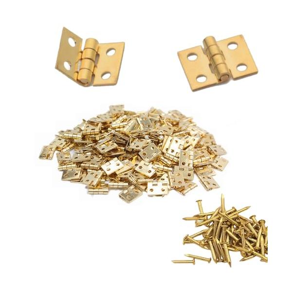 カラー：ゴールデン?セット内容：1セットには50個のヒンジと200個のネジが含まれており、日常のニーズに十分に対応することができます。?サイズ：8*10mm。さらに、回転角度が約0°-270°のヒンジで、開閉が簡単にできるため、使いやすさも...