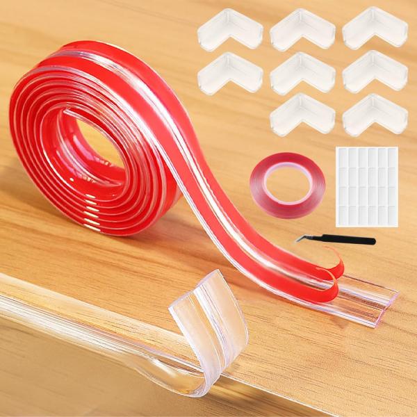 カラー：透明サイズ：6M+8個L型 コーナーガード【セット内容】：透明コーナーガード: 6Ｍ×1cm×0.2cm+L型 コーナーガード8個、取替え透明両面テープ、ピンセット、取扱説明書。また取替え透明両面テープとピンセット付きで、取り付けも...