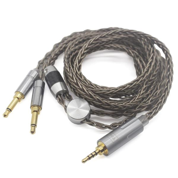 カラー：グレー2.5mm Balanced Male 4 PoleDual 3.5mm male8芯、3.6 mm（8×（1 mm×19芯））銀メッキケーブルCompatible for AH-D600, AH-D7200, AH-D710...