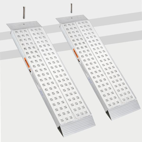 カラー：スロープサイズ：100x30CM（2本）【商品仕様】アルミブリッジのサイズ：長さ100*幅30*高さ5cm（単本）、製品の重さ：約6.8kg（2本）、耐荷重：540kg（2本）、使用高さ範囲：30cm以下、タイヤの幅が27cm以内の...