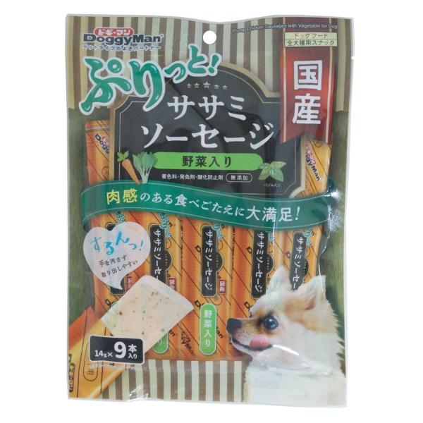 サイズ：14グラム (x 9)スタイル：野菜入り国産鶏ササミの旨みをたっぷり詰め込んだジューシーなソーセージ。お野菜入り。栄養バランスに配慮しニンジンとほうれん草を配合。風味を引き立てるバジルも配合。できたてのおいしさ、フィルム個包装。する...