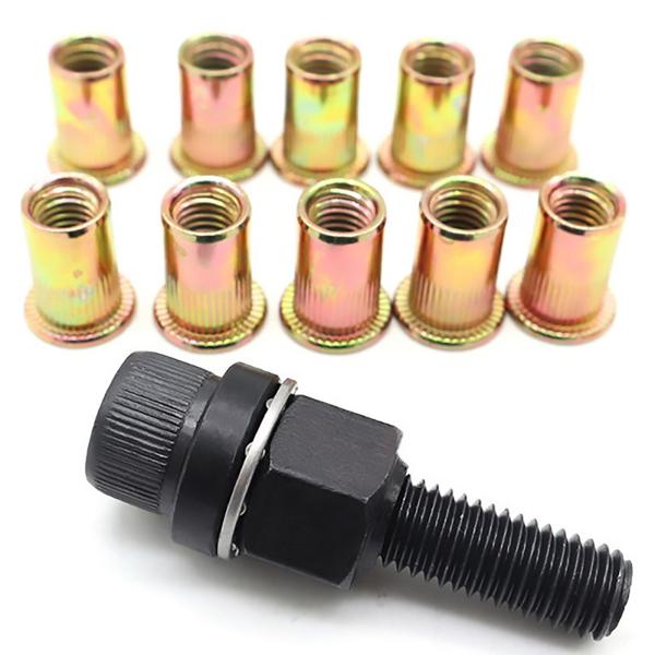 カラー：ブラックサイズ：M6スタイル：M6セット【仕様】M６の専用ツールが１つあります。予備のボルトが１本付きます。【M６ポップナット】M６の亜鉛メッキ炭素鋼製ナットは１０個があります。使用便利です。【コスパが良い】手軽にブラインドナット(...