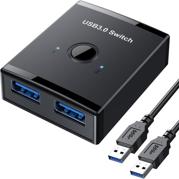 【USB 切替器 PC2台用】Runbod USB 切り替え機は、1組のプリンタ、マウス、キーボード、外付けハードディスク、ハブなどのUSB 3.0ポートを2台のパソコンで共有したり、2つのUSB機器を1台のパソコンで切り替えたり、さまざま...