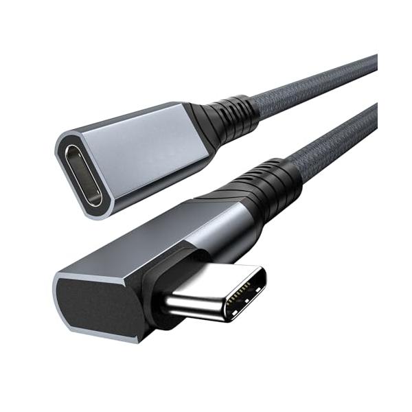カラー：グレーサイズ：0.3MNEW直角USB4延長ケーブル：革新的な90度Lデザイン、プラグを保護し、日常使用の負担を軽減し、ケーブルの寿命を延ばすことができます。Thunderbolt 3 ＆ 4ドッキングステーション、Thunderb...