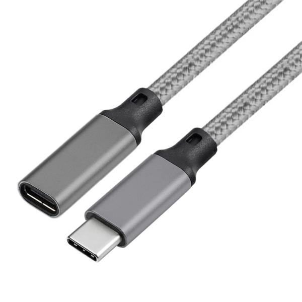 カラー：グレーサイズ：1m【Type C 延長ケーブル】USB 3.1 Gen 2 C-Cケーブル（タイプCオス- タイプCメス）はタイプCコネクタ搭載のスマホ、パソコン、周辺機器などのケーブルを延長して接続するケーブルです。【10Gbps...