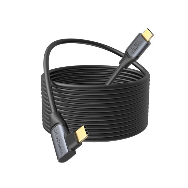 サイズ：5M (c to c)【PC-VRゲーミングをお楽しみください】本プレミアムUSB C ケーブルは、Quest2対応のPC VRゲーミングに卓越したパフォーマンスを提供すると同時に、ヘッドセットに電力を供給しますー5V/3Aの急速充...