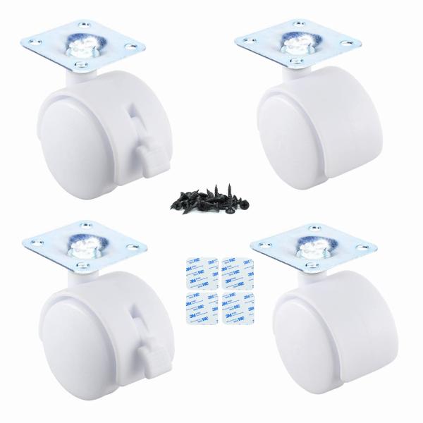 スタイル：ホワイト【パッケージ 内容】：自在車×4個+ブレーキ付×4個、両面テープ×4枚、ネジ×16個。【 材質】キャスターは、高品質のナイロンと鉄でできており、最大耐荷重30kg / 4個。【設置が簡単】ソファ、テーブル、キャビネットなど...