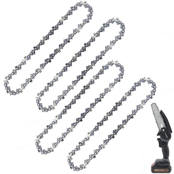 カラー：4個セット【材質】6インチチェーンソー 替刃は炭素鋼でできており、高温で焼入れし、高硬度を持ち、断裂しにくく、耐用性・耐摩耗性に優れています。【製品仕様】サイズ：6インチチェーン、材質：65Mn、規格：37Eチェーンリンク・18Ｔカ...