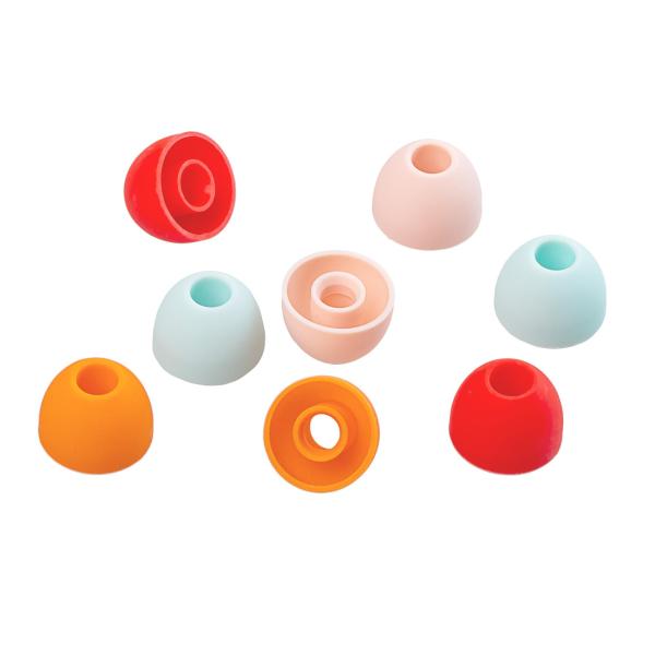 カラー：赤/オレンジ/ピンク/ブルーサイズ：M【4色を一度に満たす】4組のイャ一ピ一ス(赤、オレンジ、ライトピンク、スカイプル一が各1組)が標準付属しており、さまざまなスタイル、明るい色、大胆な対照的な色で、さまざまなスタイルのイヤホンに対...