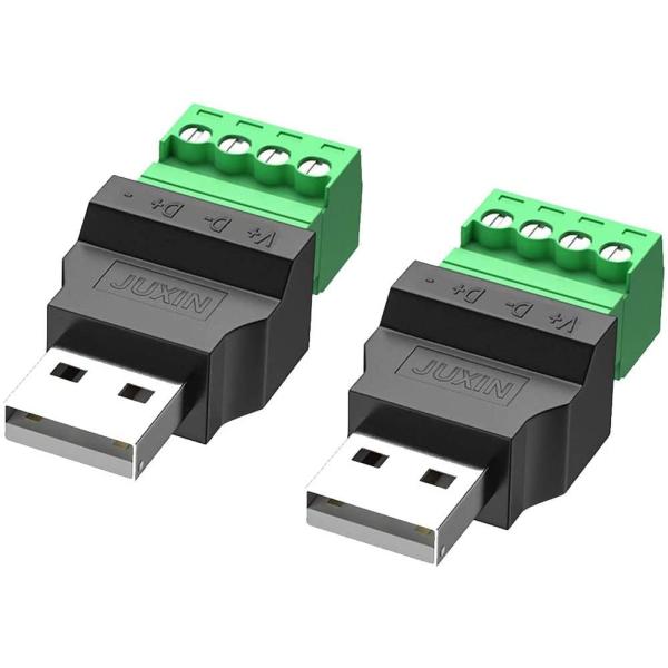 サイズ：USBオスコネクターパソコンの周辺機器接続等に使われる、AタイプのUSBコネクタ用のネジ留め式端子台コネクタです。USB2.0に対応しています。はんだ付けをせずに使用できます。USBケーブルを修理したい場合にも使えますし、端子台はプ...