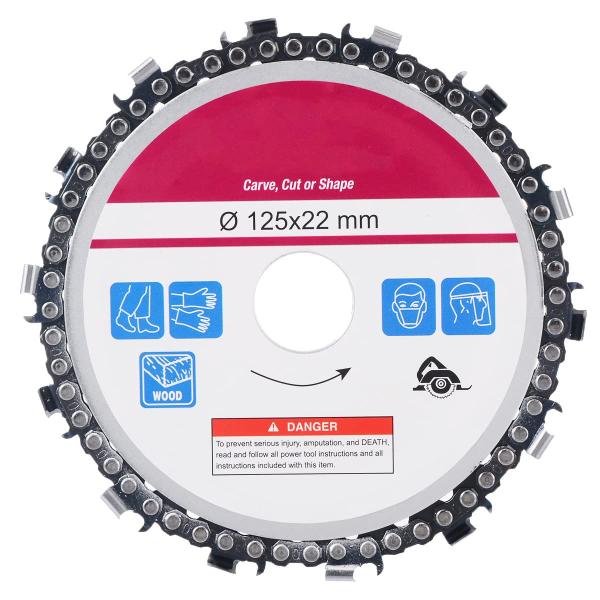 サイズ：5''スタイル：インダストリアル【規格】チェーンディスク直径：125mm。穴径：22mm。チェーンの厚さ：約5mm。【適用範囲】5’’（125mm） 電気丸のこに適用します。回転速度：10000-13000RPM。【使いやすい】取り...