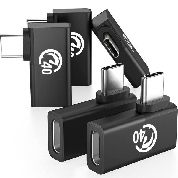 カラー：ブラックNEW直角USB4延長アダプタ：革新的な90度Lデザイン、プラグを保護し、日常使用の負担を軽減し、ケーブルの寿命を延ばすことができます。Thunderbolt 3 ＆ 4ドッキングステーション、Thunderbolt 3 ＆...