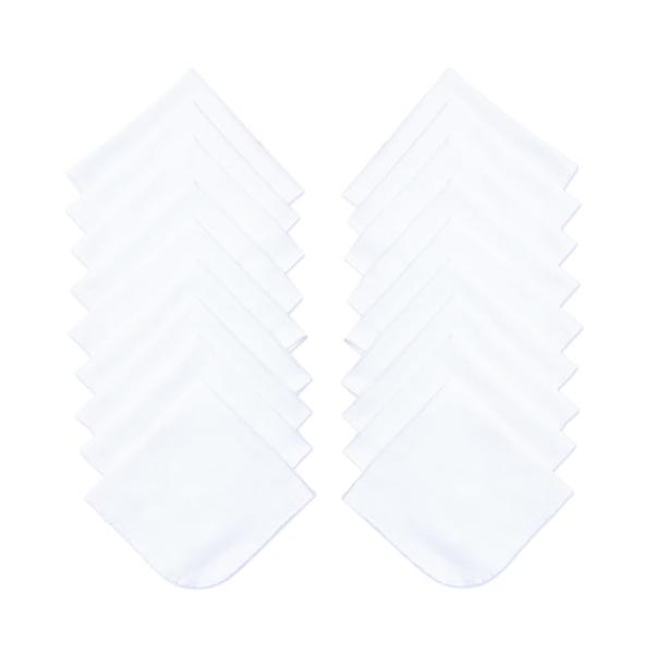 カラー：ホワイトサイズ：25cmx25cmスタイル：シンプル名前付き名前が書ける便利なタブ付き、幼稚園や保育園などで自分のタオルを見つけやすく、なくす心配もありません。白い18枚セット！さまざまな場合に合わせて18枚ご用意しておりますので、...