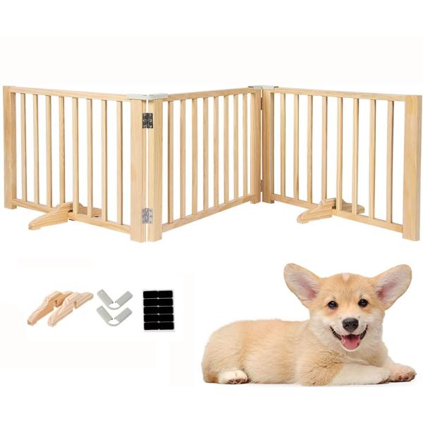 カラー：木色サイズ：幅182cm x高さ43cmx奥行き60.5cm（3枚）●インテリアになじみやすい木製 ・ワンちゃんの安全と飼い主さんのお部屋へのこだわりを両立するナチュラルな雰囲気のパイン材。暖かみのある木目、なめらかな質感です。●工...