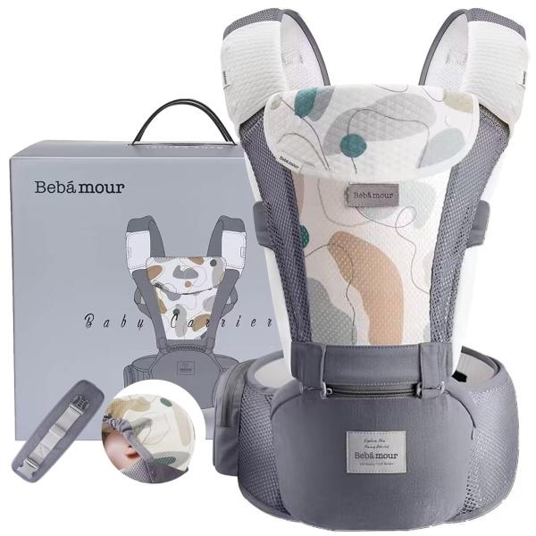 カラー：グレー生地コットン　対象年齢：0-36ヶ月　腰回りの範囲：65cm~118cm耐荷重：14.9KG　 抱き方おんぶ、前向き抱っこ、対面抱っこ、横抱っこヒップシート★中身は発泡スチロール素材を使い、軽くて耐久性に優れます。★座面にはシ...