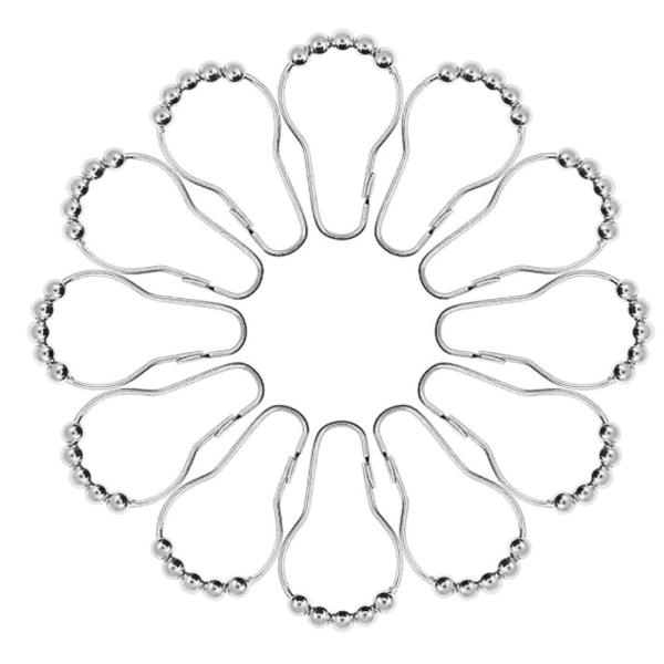 カラー：シルバーサイズ：A 20個入【高品質】：シャワーカーテンリングはスチール、ボールは銅合金(ニッケルメッキで、高湿度な浴室にしても、錆にくくて長期的に光沢を保っている)【スム ーズ】：カーテンリングの上に摩擦を減らす5つの特別な球状の...