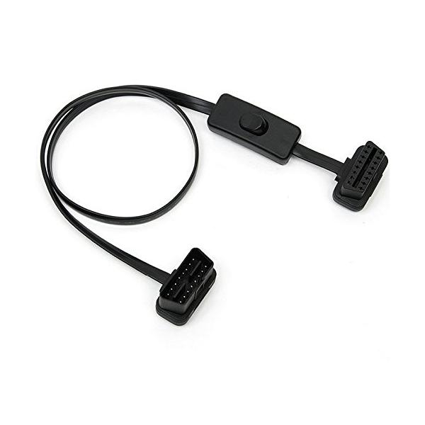 サイズ：スイッチ付き延長フラット型60mmスイッチ付きOBD2 延長フラットケーブル 超薄型 全長 約60mスイッチ付きの為、OBD機器の電源のON,OFFが可能となり、より安全にご使用いただけます。結線PIN 2, 4, 5, 6, 7,...