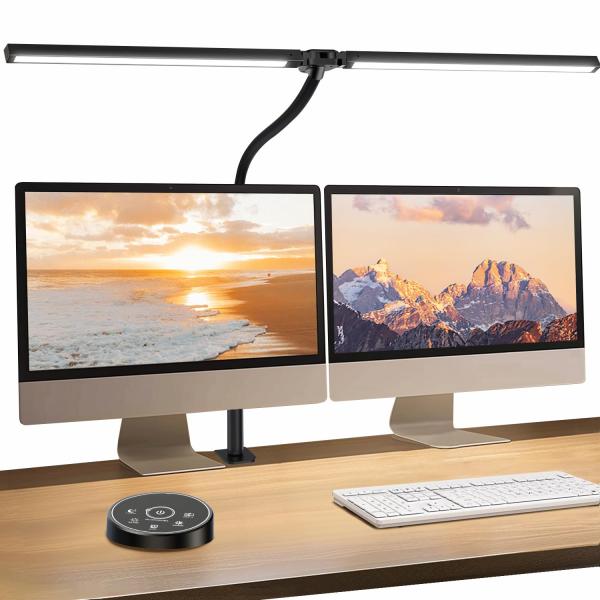 カラー：ブラックスタイル：モダン?【無線リモコン＆快適モード搭載 】LEDデスクライト無線リモコンで操作可能色温度と明るさを、5つの色温度（2700K/3500K/4000K/4800K/5700K）と5つの明るさレベル(20%/40%/6...