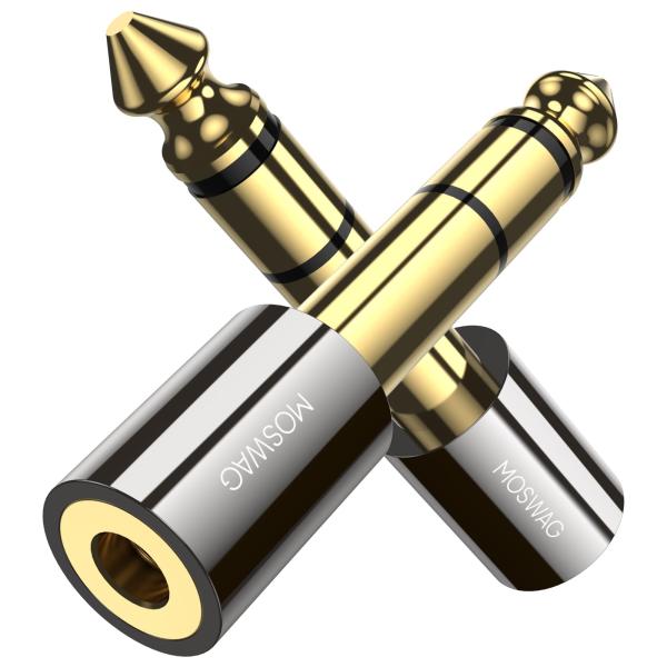カラー：ブラックサイズ：2Pack［6.35mm-3.5mmアダプタ］MOSWAG 6.35mm-3.5mm金属構造イヤホンアダプタは、6.35 mmオスアダプタと3.5 mmメスアダプタから構成されている。プラグアンドプレイは、特に便利で...
