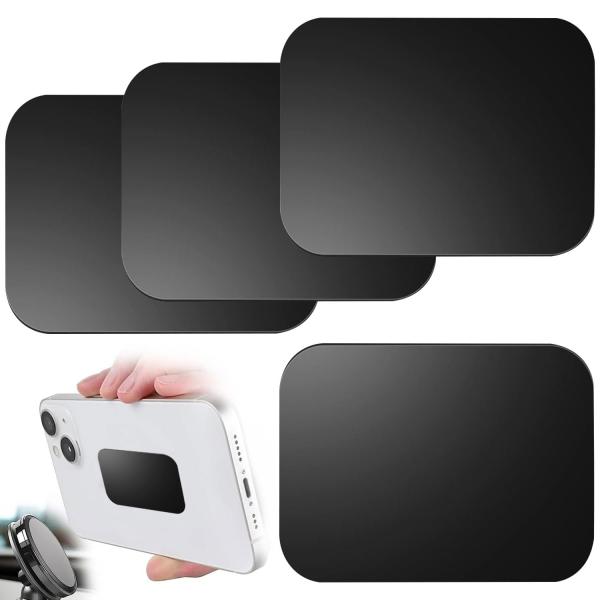 カラー：黒-四角【サイズ・仕様】丸型メタルプレート：直径42mm、厚さ0.5mm；角型メタルプレート：45.5mm*65.5mm、厚さ0.5mm。 ほぼすべての4.2-5.6インチのスマートフォンに対応。【強力な粘着力】3M社製の超強力両面...
