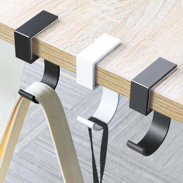 カラー：ブラック／ホワイト／グレーサイズ：5型 フック【高品質なテーブルフック】シンプルなデザインは、軽量で安定性があり、上質なアルミ合金で作られ、錆びにくく、長期間使用できます。持ち運びができ、使いやすく、様々なシーンに適しています【フッ...