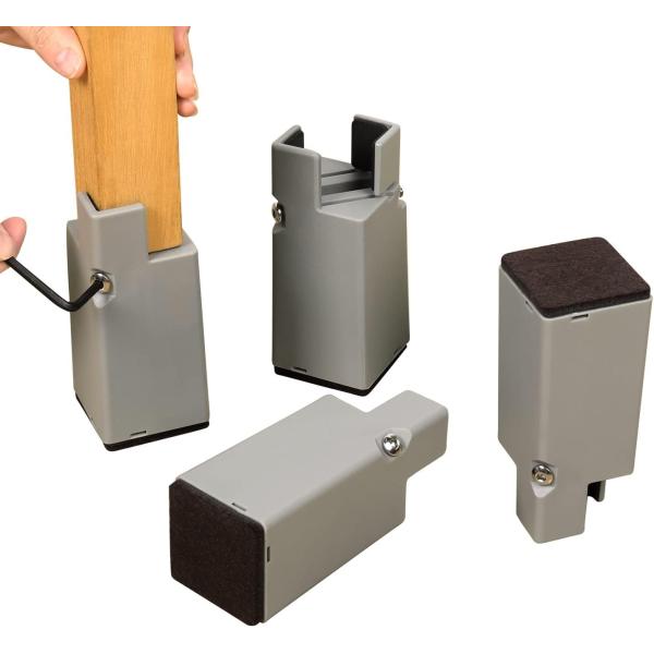 カラー：グレーサイズ：高さ10cm【製品仕様】パッケージ内容：4個セット（高さ10cm）。適用サイズ：脚サイズ2.8~6cm調節可能。色：ブラック。【傷防止・騒音防止】底部にはフェルト素材が採用されており、継ぎ脚が滑らず、床に傷もつきにくく...