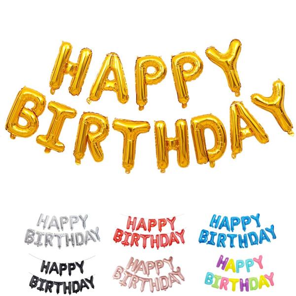 カラー：ゴールドサイズ：MHAPPY BIRTHDAYの文字バルーンがセットになったバルーンキットです！誕生日パーティーの飾り付け、フォトジェニックな記念写真の撮影にピッタリ♪セット内容：アルミ風船×13文字（一文字あたり約40cm）　ガー...